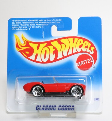 HOT WHEELS CLASSIC COBRA, RED W/3SPK WHEELS, BLACK METAL BASE, INT'L ...