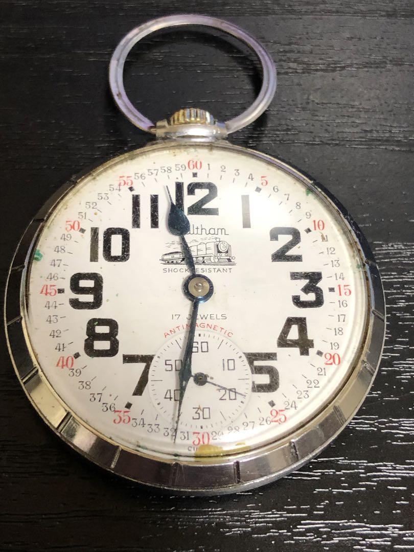 Waltham Pocket Watch Train Gold Plated French Antique Train Master