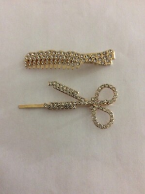 women 2 pcs rhinestone scissors and comb hair clip set | eBay