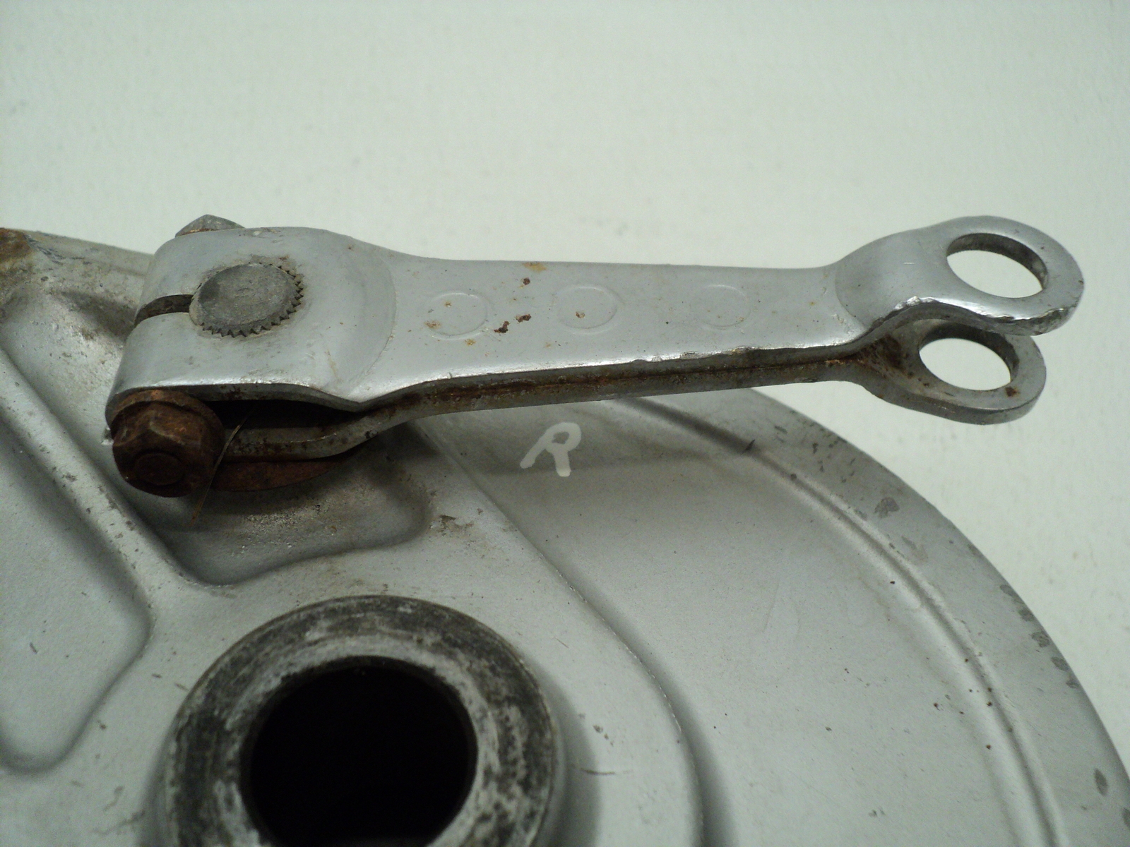 Honda XL350K1 #E104 Rear Brake Backing Plate Panel and brake Shoes ...