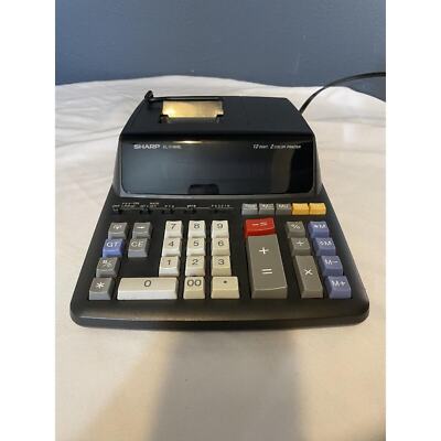 Sharp EL-2196BL 12 Digit 2 Color Printing Desktop Accounting Calculator ...
