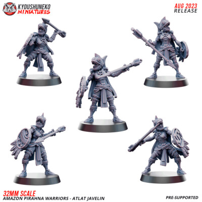 Amazon Piranha Warriors Javelin - Kyoushuneko Miniatures - Aztec Army ...