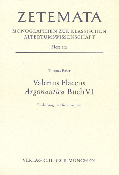 Thomas Baier | Valerius Flaccus Argonautica Buch VI | Deutsch (2002 ...