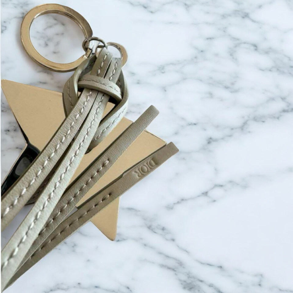 Christian Dior Star Key Chain Ring Charm Leather Silver 2024 Platinum ...