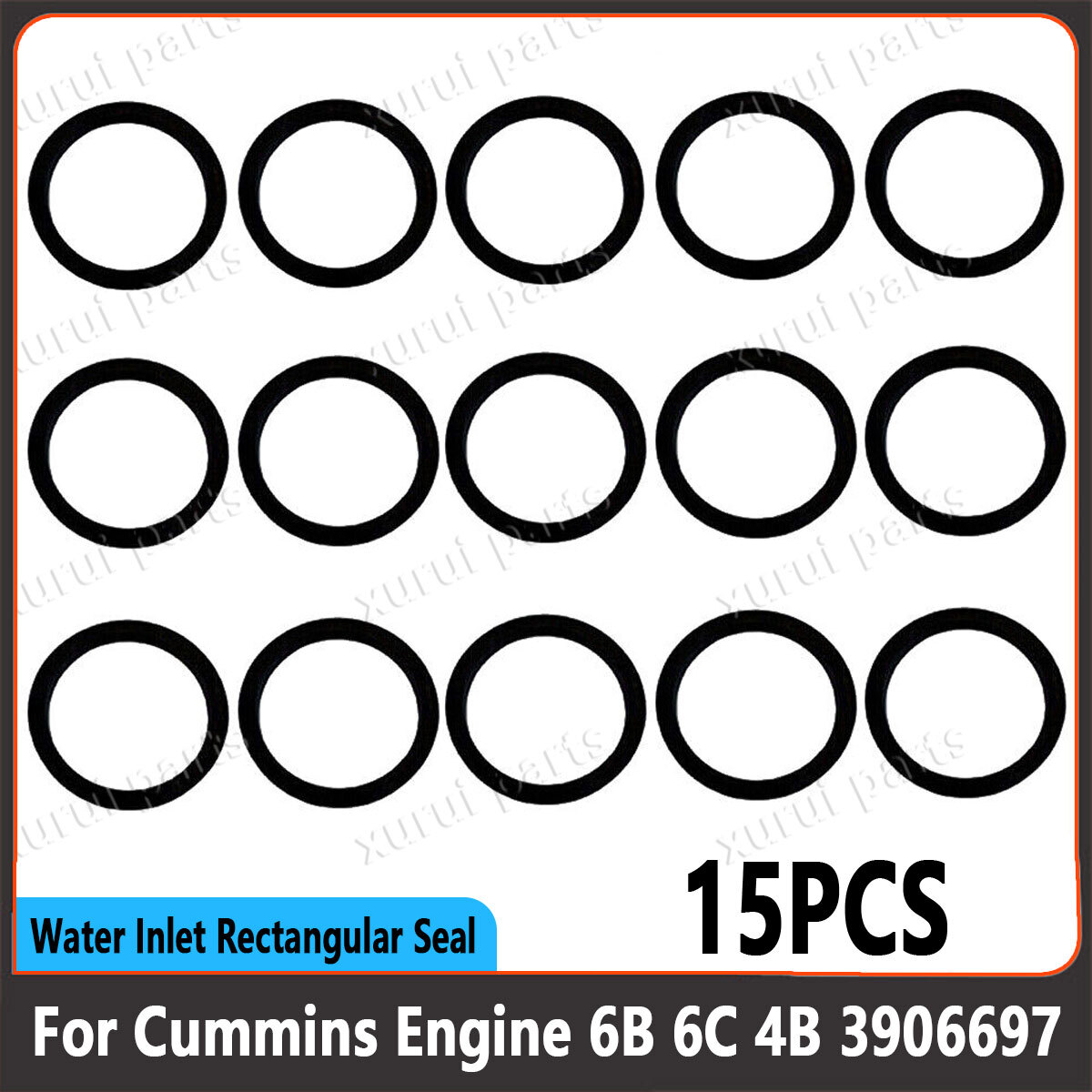 15 Pcs Water Inlet Rectangular Seal For Cummins Engine 6B 6C 4B 3906697 ...