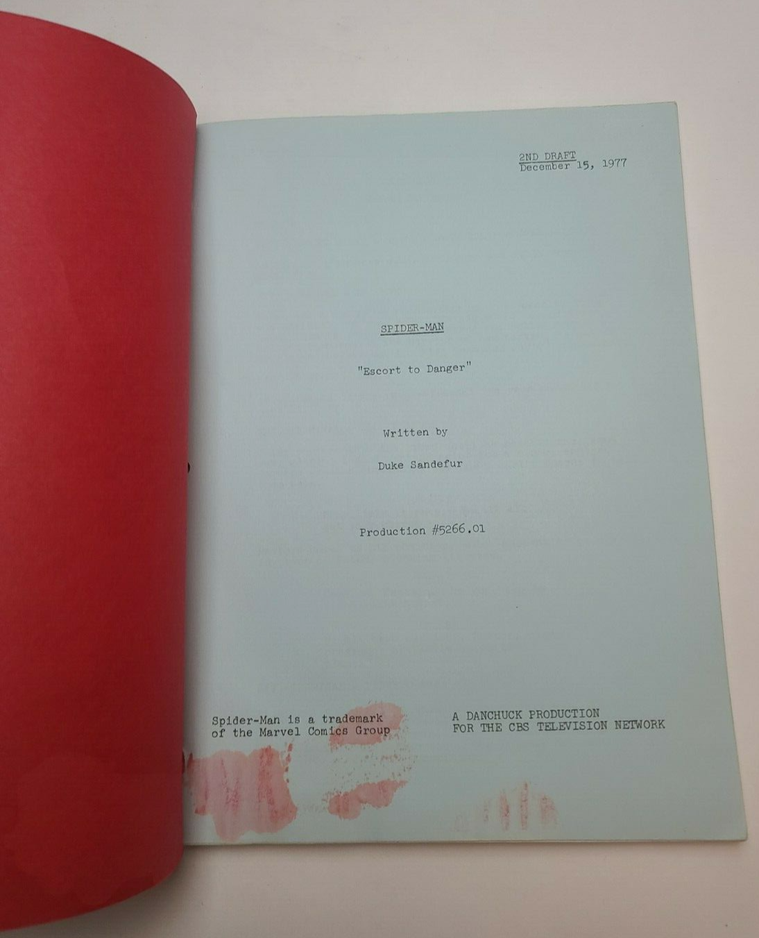 THE AMAZING SPIDER-MAN / 1977 TV Script, Spiderman "Escort to Danger ...