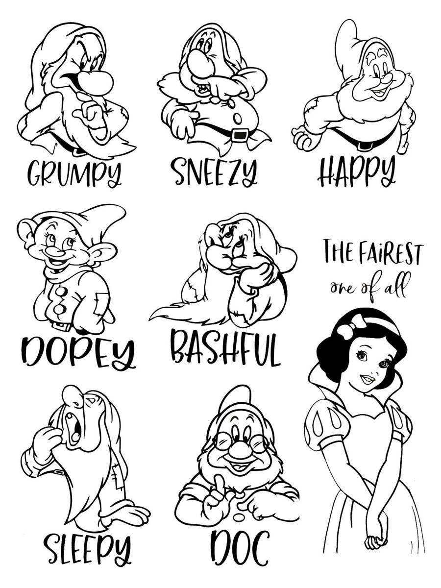 Sleepy Seven Dwarfs Cartoon Child Sticker Decal Laptop