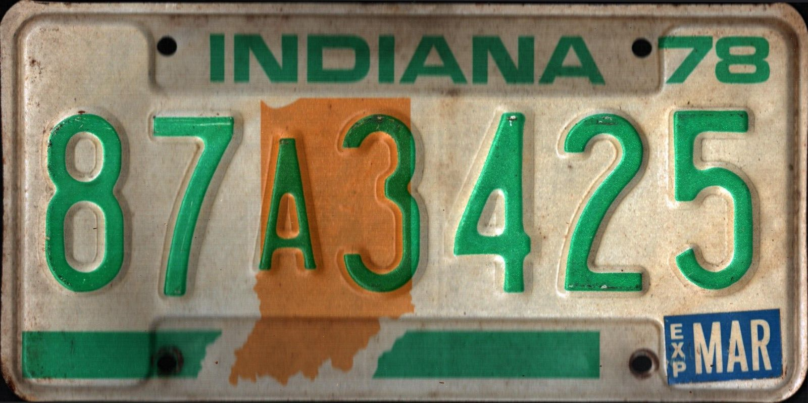 Vintage Indiana License Plate - - Single Plate 1978 Crafting Birthday ...