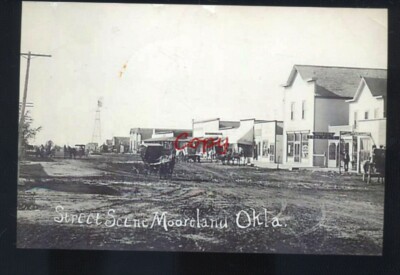 REAL PHOTO MOORELAND OKLAHOMA DOWNTOWN STREET SCENE DIRT POSTCARD COPY ...