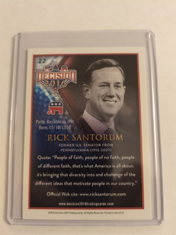 2016 DECISION 2016 22 RICK SANTORUM | eBay