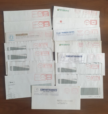 LOTTO 15 Buste Storia Postale Repubblica Italia Timbro meccanico rosso ...