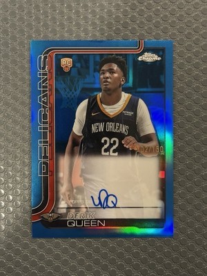 Derik Queen 2025 Topps Chrome True BLUE Auto /150 Rookie RC Pelicans ...