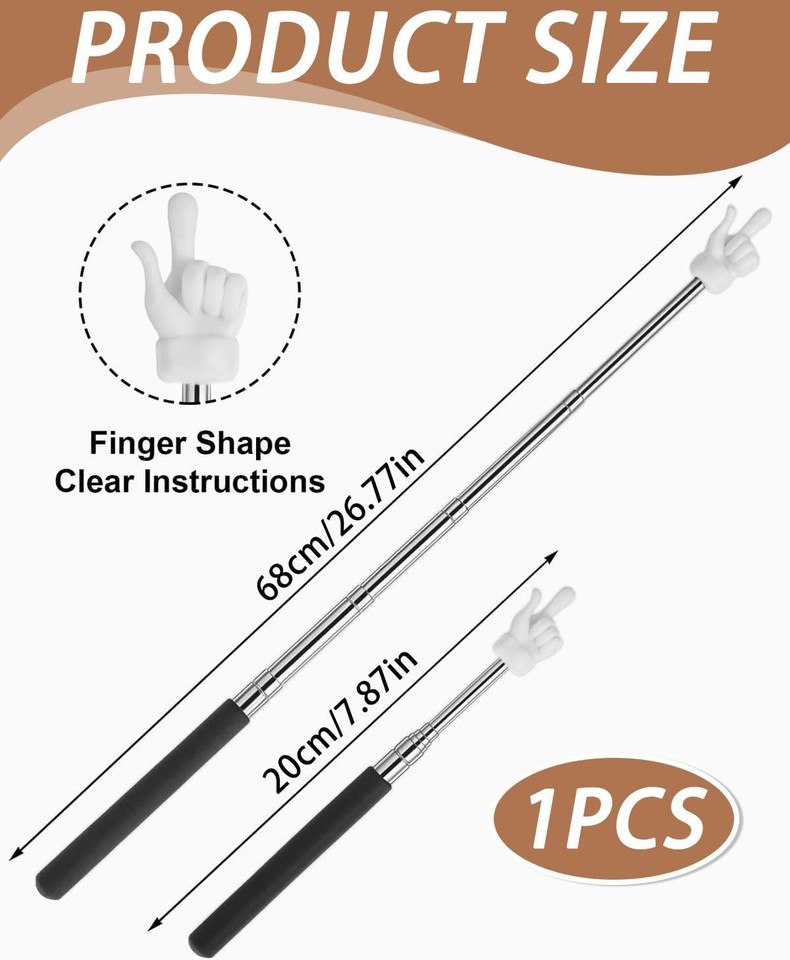 Telescopic Teachers Pointer, Retractable Hand Pointer Finger Stick Mini ...