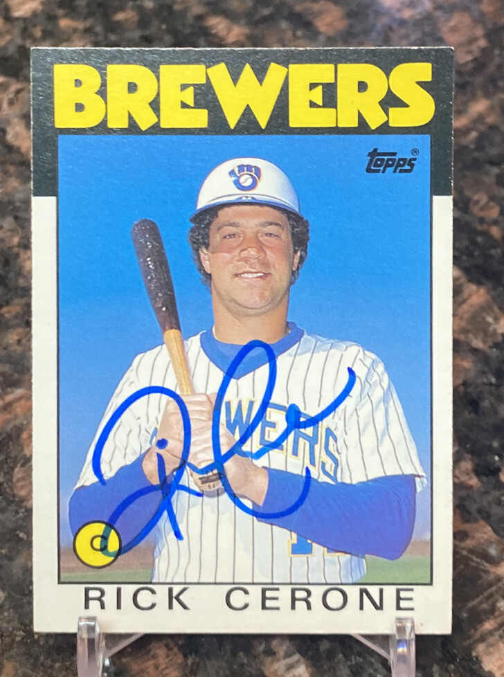 RICK CERONE 1986 Topps Traded #22T autographed signed card Milwaukee ...