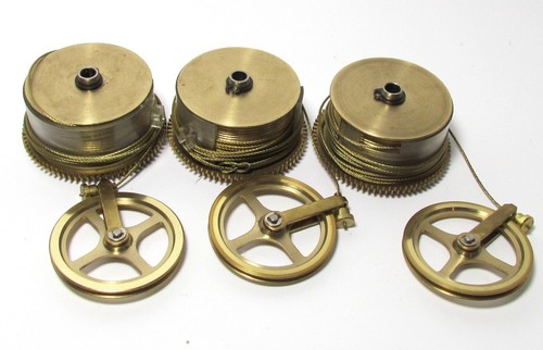3 VINTAGE BRASS CLOCK WEIGHT PULLEYS WITH CABLE | eBay