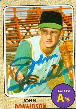 John Donaldson autographed baseball card (Oakland Athletics) 1968 Topps ...