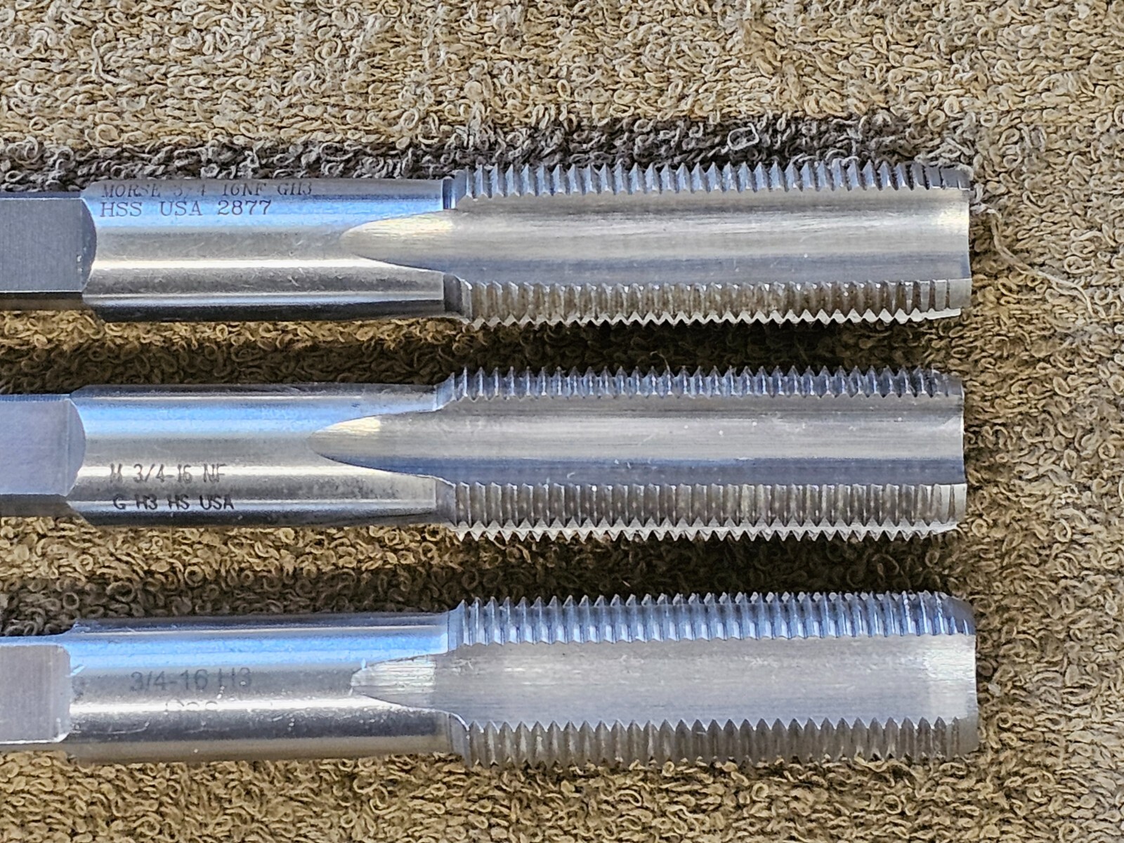 3/4" 16 NF HS H3 Thread Threading Tapered Plug Hand Tap 4 Flute All 3 ...