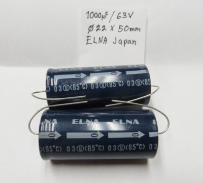 2 X 1000uF 63V ELNA Japan ELKO axial capacitors. | eBay