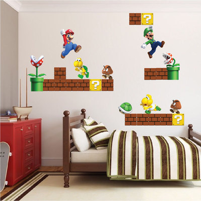 Super Mario Bros Wall Decals Nintendo Wallpaper Stickers Mario Game ...