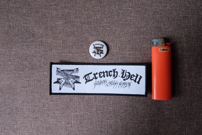 TRENCH HELL - Patch/Aufnäher inkl. Button - NEW/NEU (woven/gewebt/rar ...