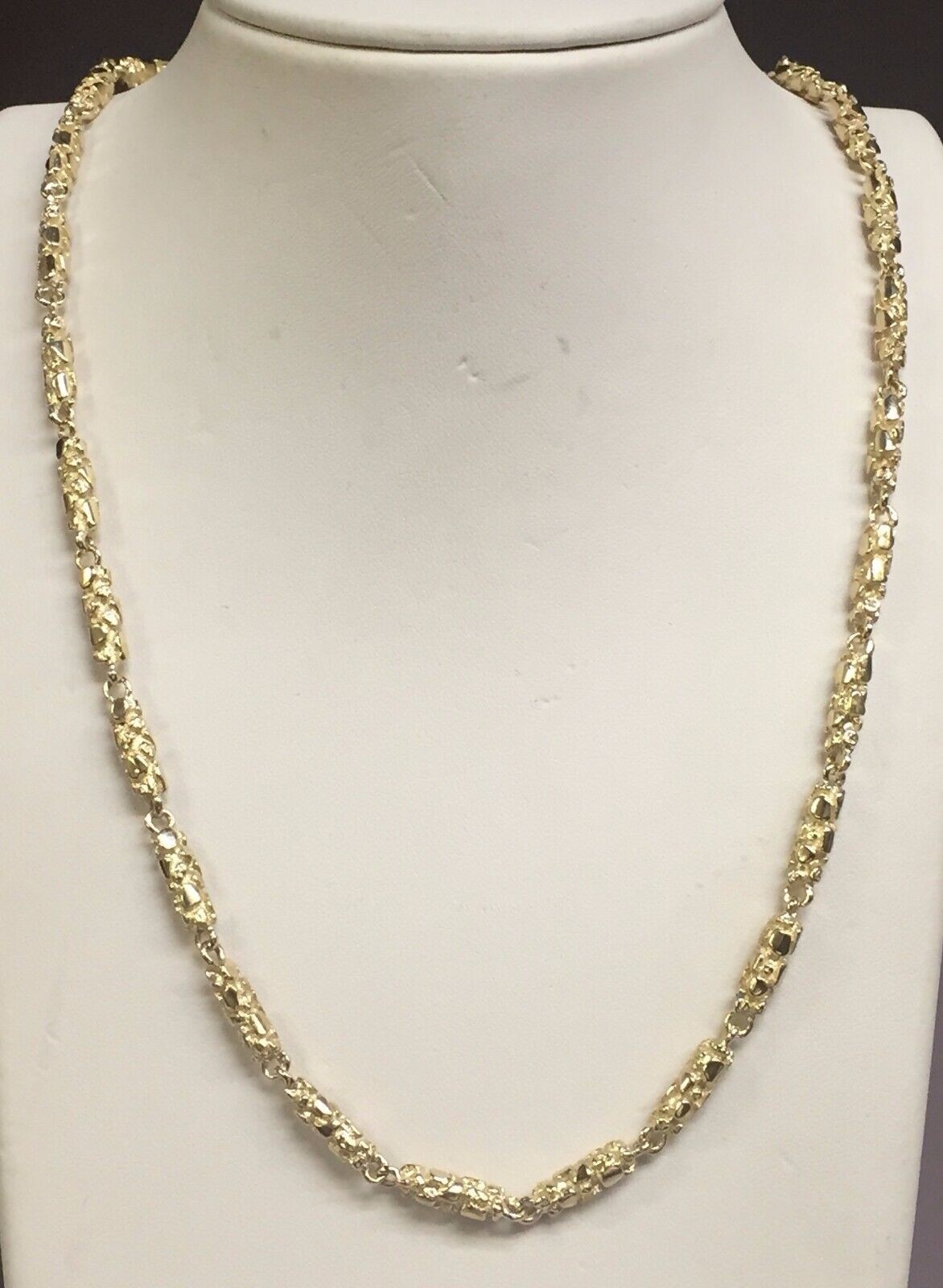 10kt solid gold HEAVY handmade NUGGET link chain/necklace 18" 35 grams ...