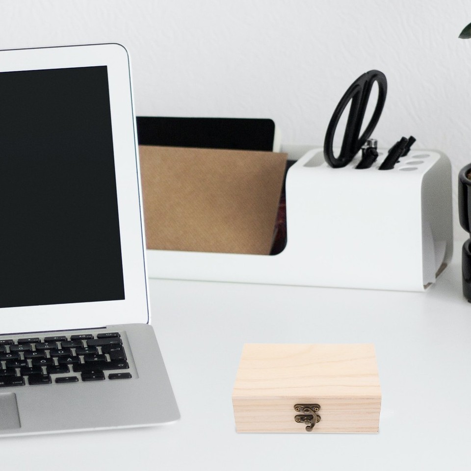 Wood Treasure Chest Rectangular Wooden Craft Box with Lock for Jewelry ...