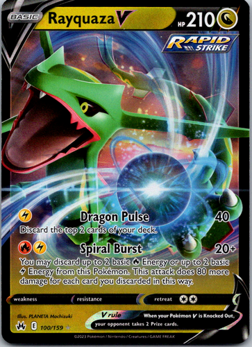 Rayquaza V 100/159 Crown Zenith Ultra Rare Holo Pokemon TCG Card NM ...