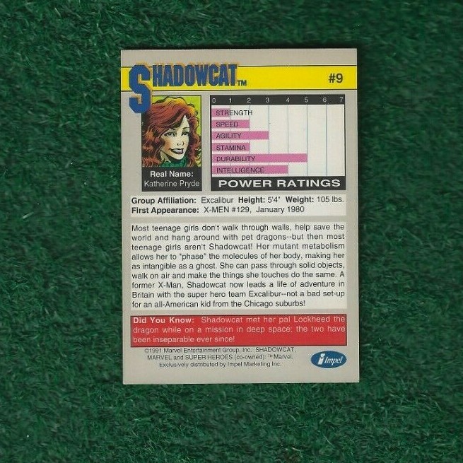 SHADOWCAT - 1991 IMPEL - MARVEL UNIVERSE II - SUPER HEROES - CARD # 9 ...