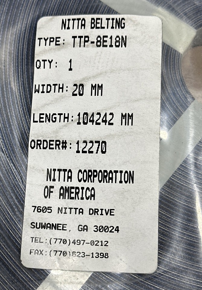 BRAND NEW - NITTA BELTING TTP-8E18N Blue Conveyor Belt 20mm Width, 104m ...