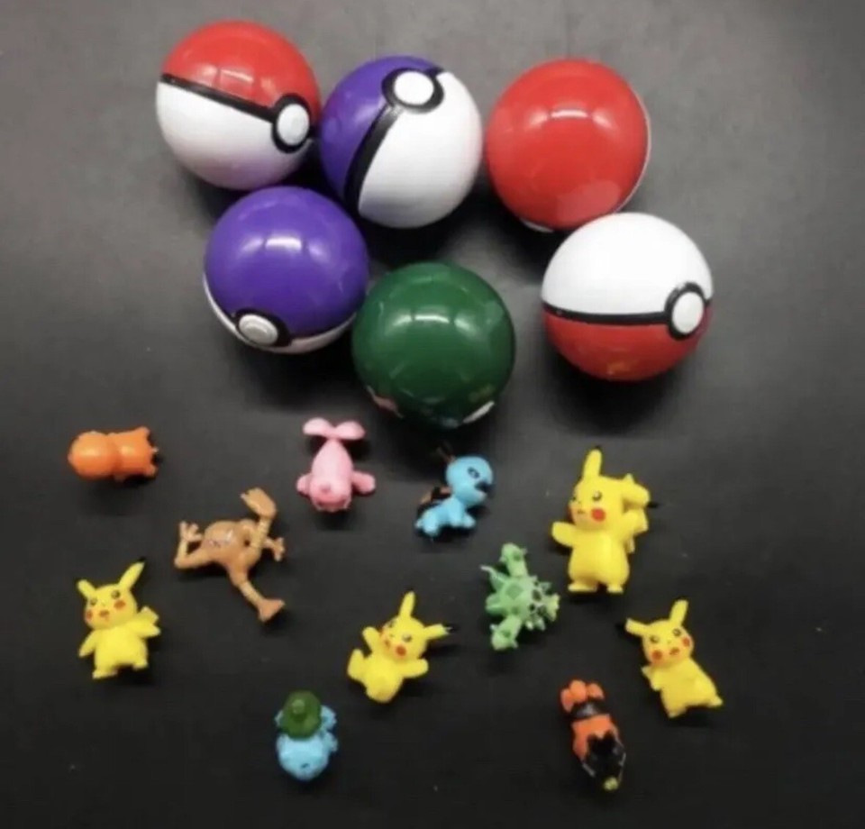 100 VENDING TOYS 2" Pokeballs FILLED 2 INCH BULK MIX PARTY FAVOR ...