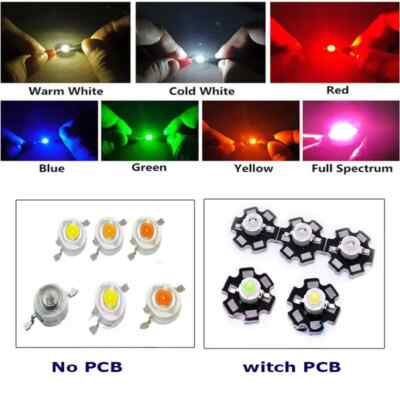 50PCS 3W watts High Power SMD COB Chip LED Lights Beads White Red Blue ...