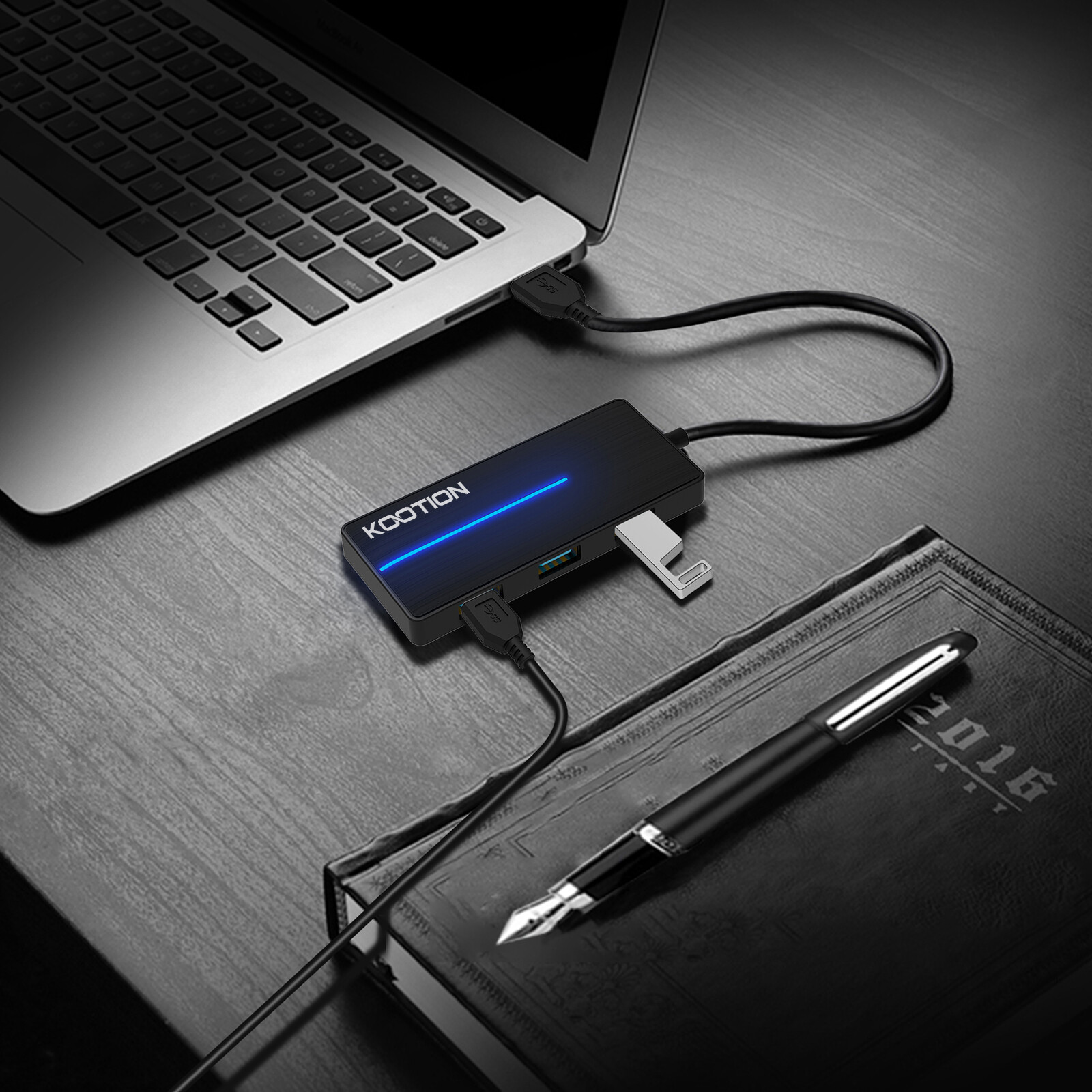 KOOTION Slim 4-Port Type A HUB USB 3.0 Transfer HUB Reader Adapter ...
