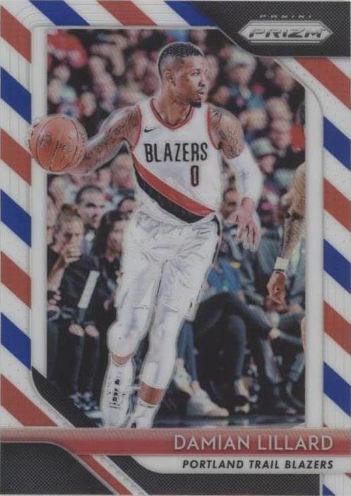 2018-19 Panini Prizm - Damian Lillard #81 Red White & Blue Prizm for ...
