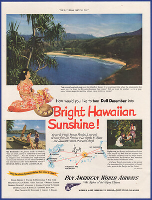 Vintage 1947 PAN AMERICAN Airlines Pan Am Hawaii Travel Ephemera 1940's ...