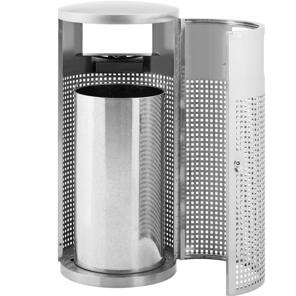 Abfalleimer Mülleimer rund mit Aschenbecher Edelstahl / verzinkter ...