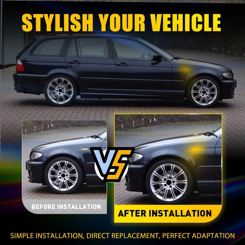 Dynamic LED Side Marker Turn Signal Light Smoked For BMW E82 E88 E46 ...