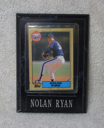 VINTAGE Wood Plaque with NOLAN RYAN 1987 Topps Card & Engraved Metal ...