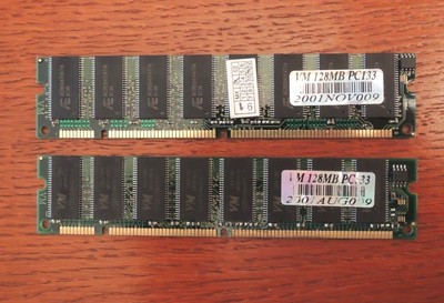 Lot 2 Fret Neck Memory 128 M° MB Sdram 100mhz RAM 168 Pin Seize Vintage ...