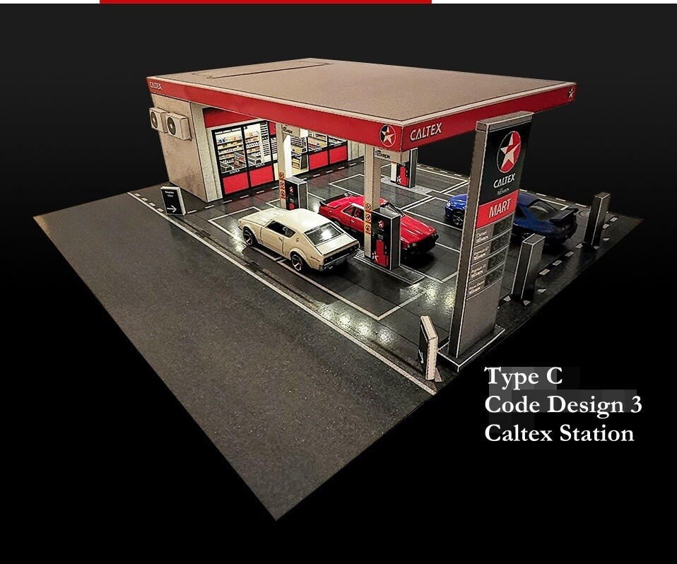 1:64 Scale Petrol Station/Gas Station Paper Diorama Building kits for ...