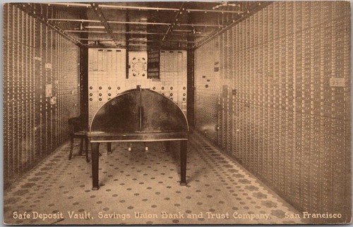 c1910s SAN FRANCISCO Calif. Postcard "Safe Deposit Vault, SAVINGS UNION ...