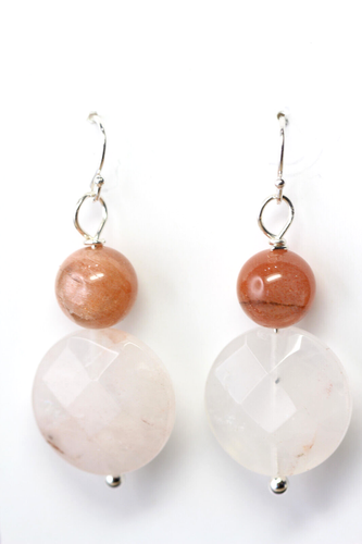 Sunstone Natural Gemstone Faceted 18mm Coin Earrings 925 Sterling Silver 1 3/4" | eBay