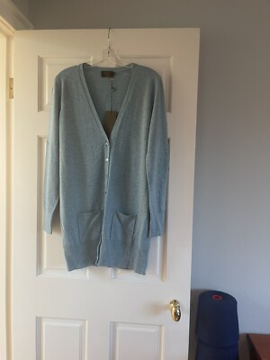 Pure Collection 100% cashmere cardigan aqua buttons new with tags ...