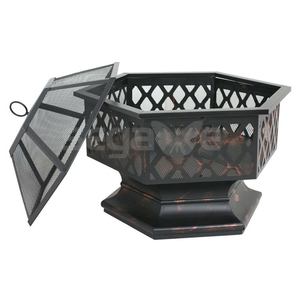 Hex Shaped Patio Fire Pit Outdoor Home Garden Backyard Firepit Bowl ...