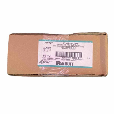 NEW PANDUIT CJ688TGIW MINI-COM TX6 PLUS RJ45 WHITE Qty 50 Made In USA ...