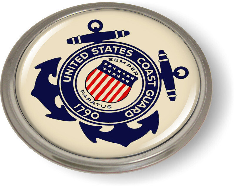 Emblem Car Sticker Chrome ROUND Bezel - U.S. Coast Guard | eBay