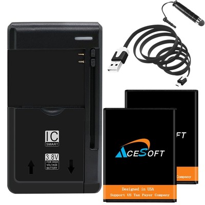 2 x1500mAh Rechargeable Battery Charger Cable for T-Mobile Coolpad Snap ...