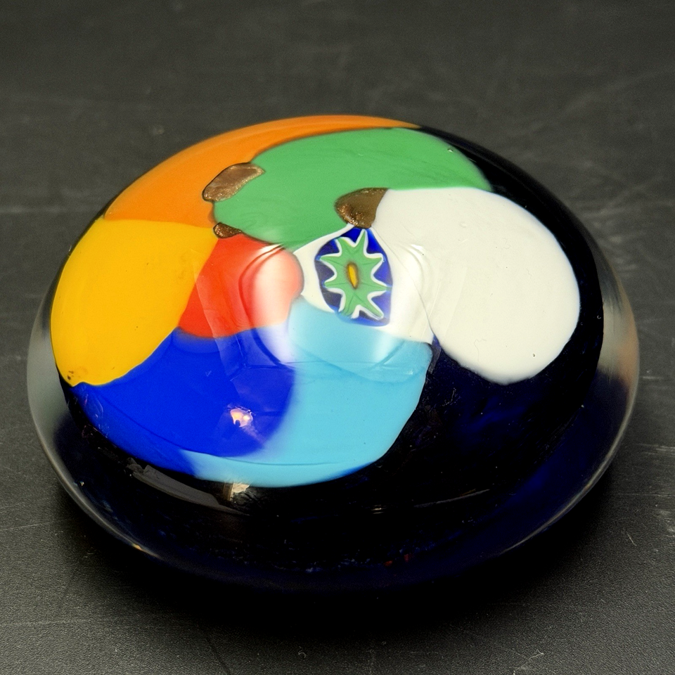 LG Murano Italy Paperweight Signed Millefiori Art Glass Oblate Spheroid ...