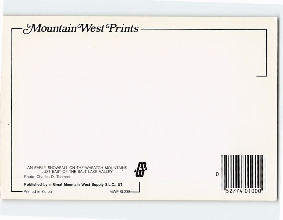Postcard Snowfall Wasatch Mountains USA North America | eBay