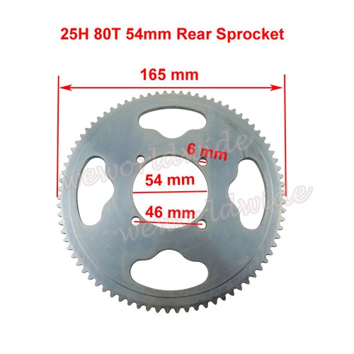 25H 80T 54mm Rear Sprocket For XRF500 Razor MX350 MX400 Mini Moto ATV ...