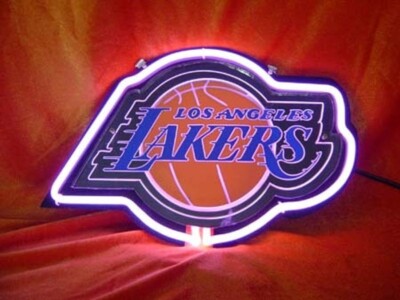 14" Los Angeles LA Lakers Basketball 3D Carved Neon Sign Light Lamp ...